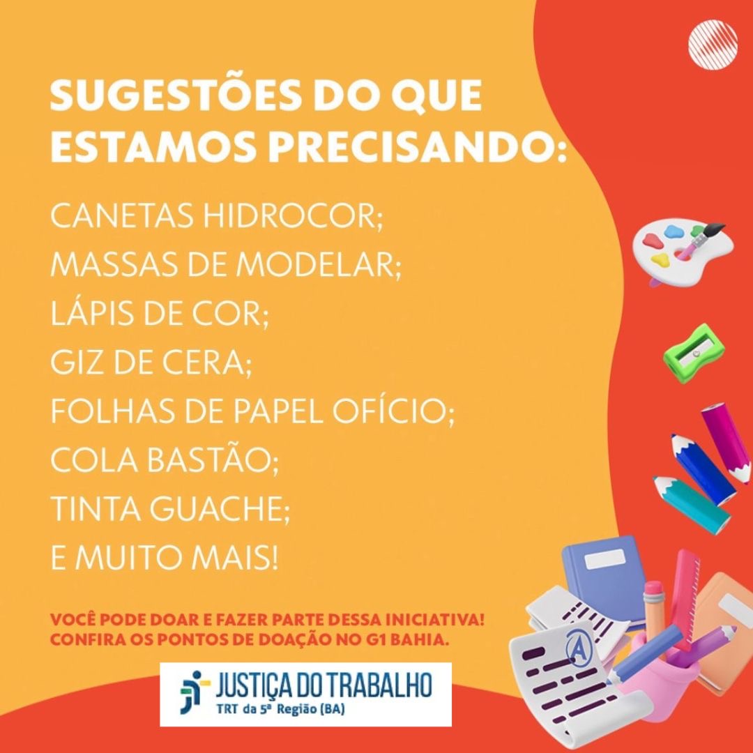TRT-5 participa da Campanha Volta às Aulas Solidária para doação de ...